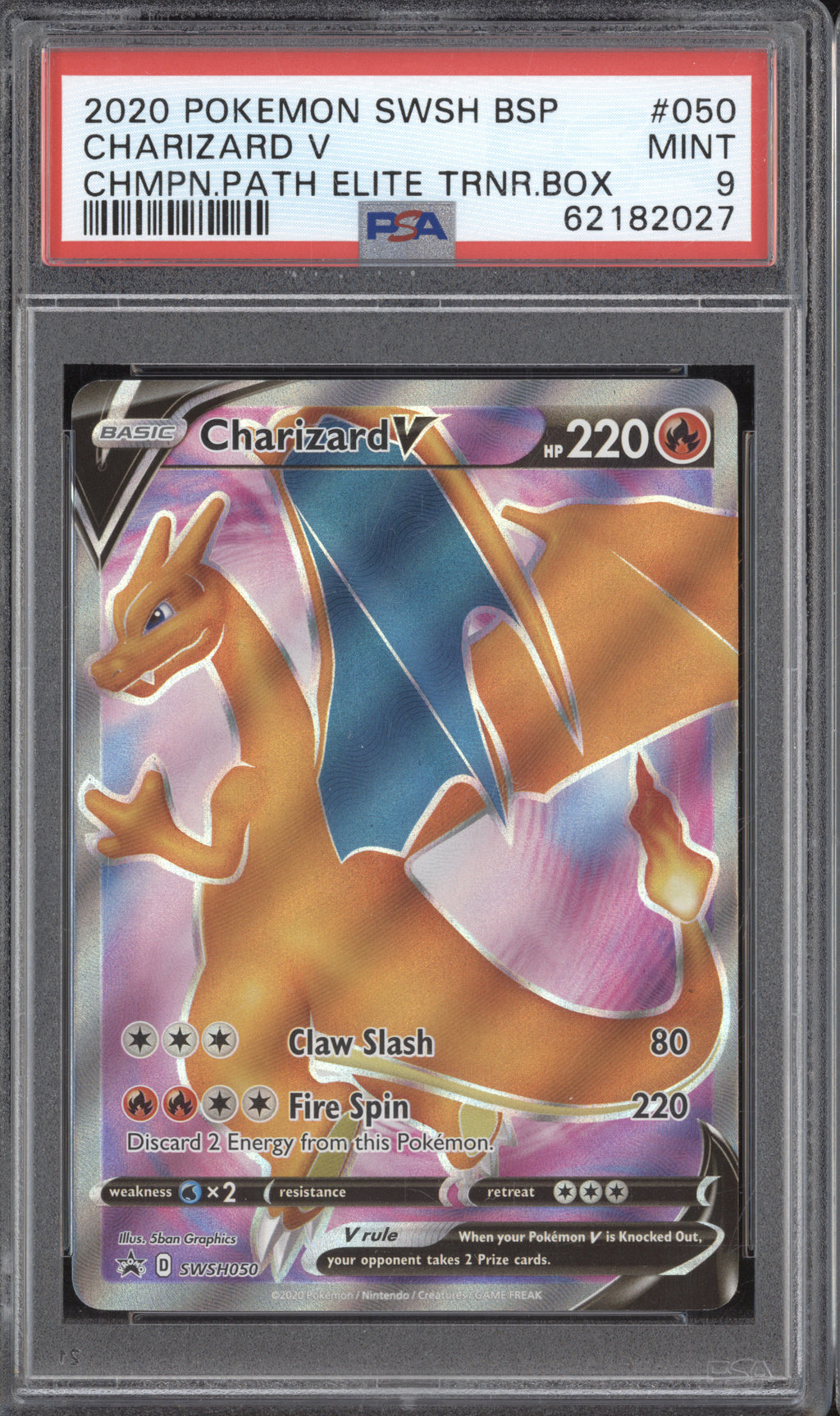 Charizard V 2020 Pokemon Sword & Shield Promos SWSH050 ETB Promo PSA 9