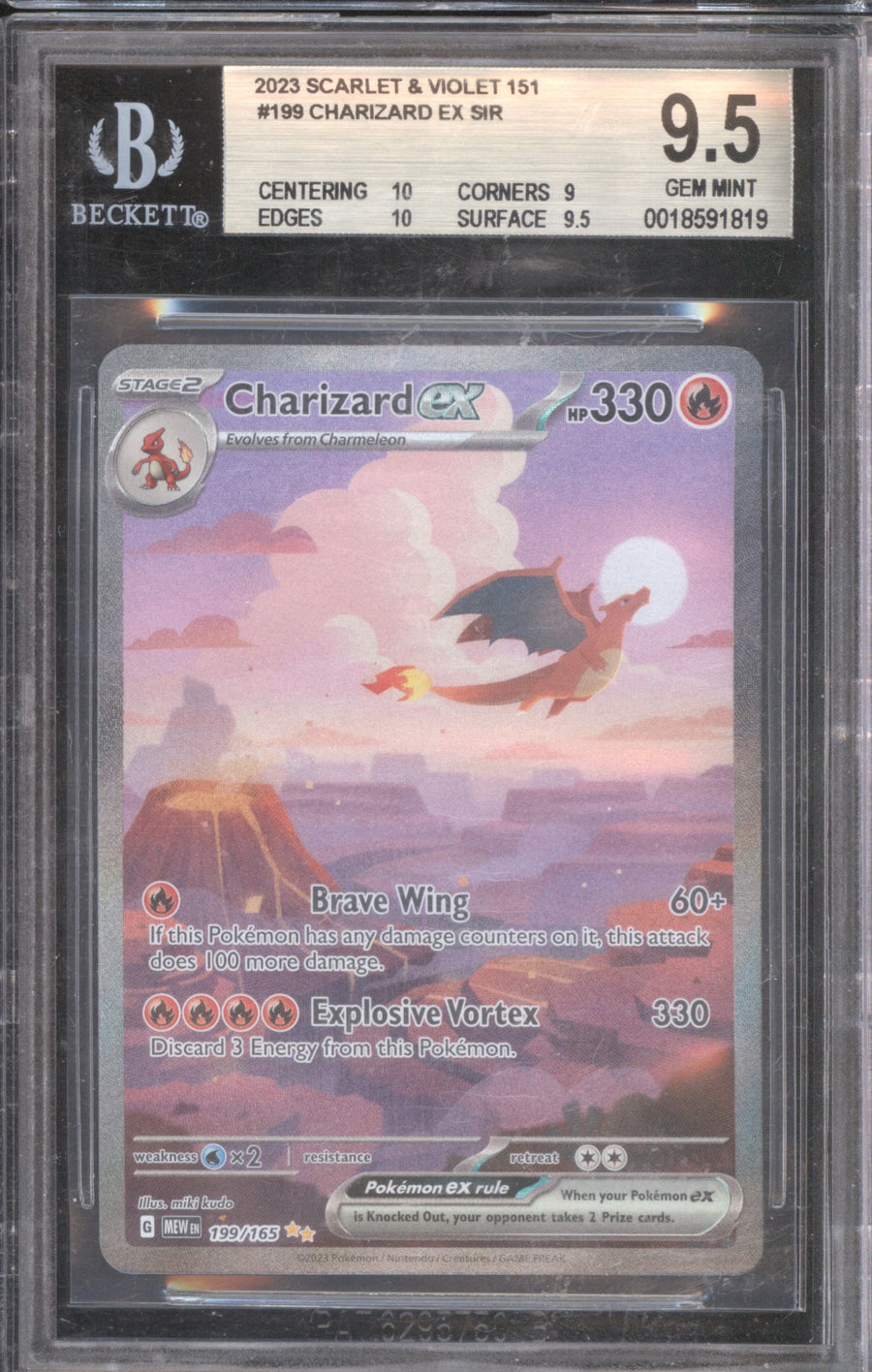 Charizard ex 2023 Pokemon 151 199 Special Illustration Rare BGS 9.5