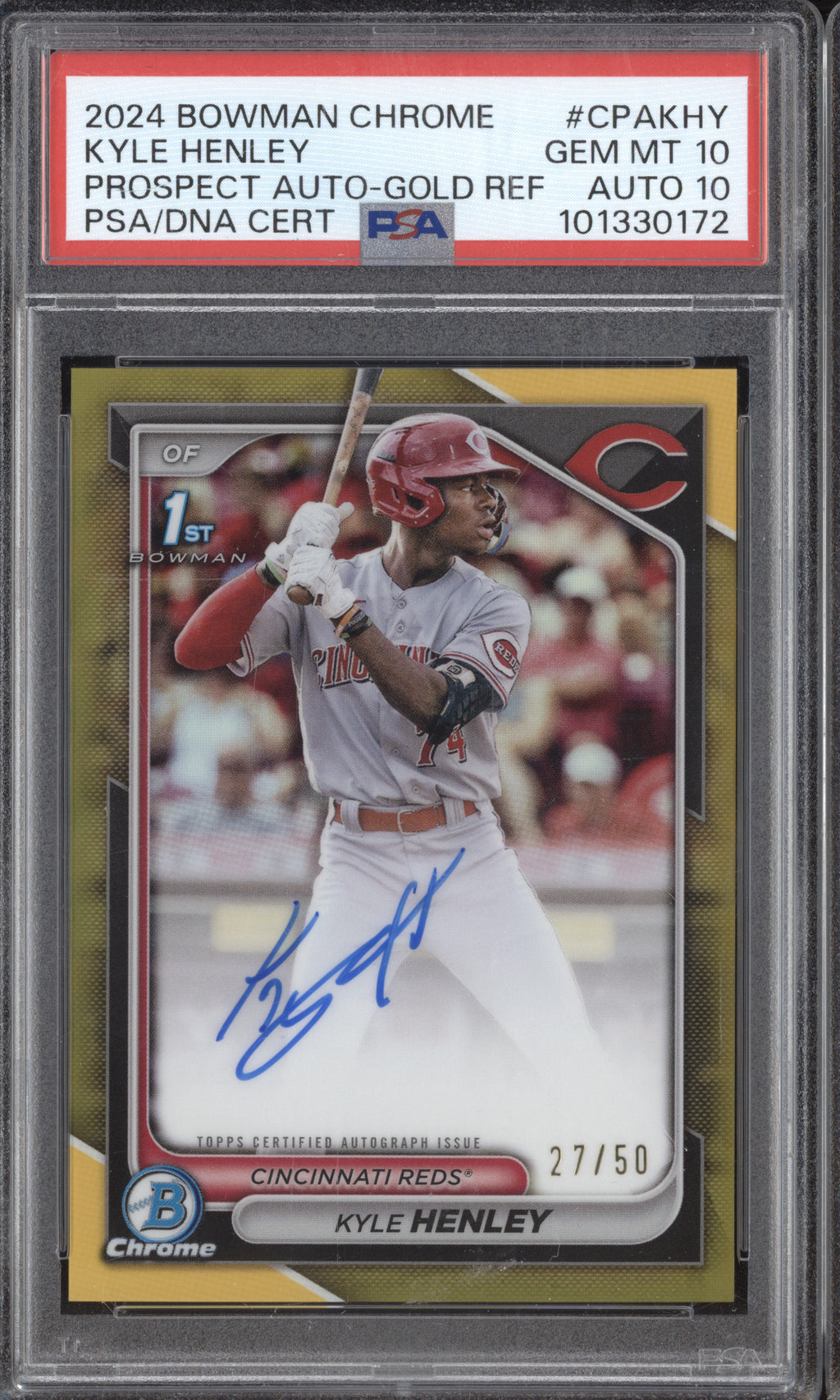 Kyle Henley 2024 Bowman Chrome CPA-KHY 1st Prospect Auto Gold RC 27/50