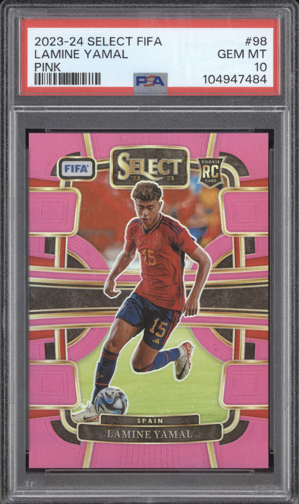 Lamine Yamal 2023-24 Panini Select 98 Pink RC 69/75 PSA 10