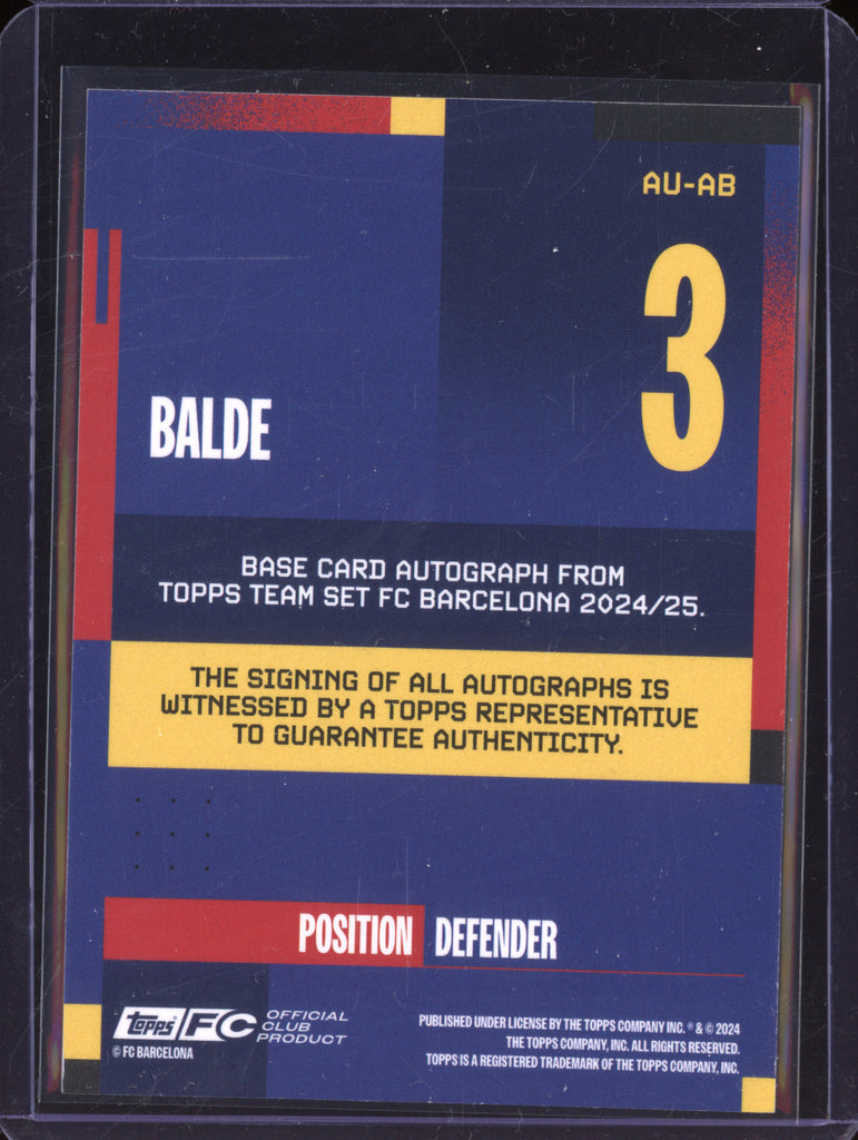 Balde 2024-25 Topps Team Set FC Barcelona First Team Auto Variation Pi ...
