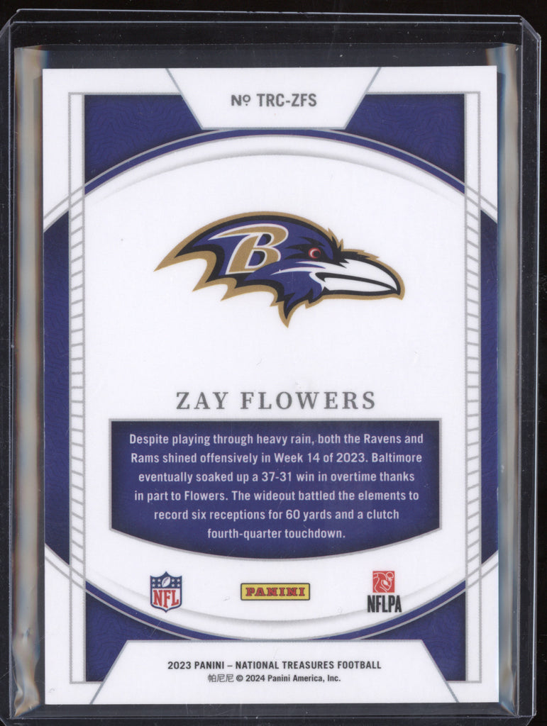 Zay Flowers 2023 Panini National Treasures TRC-ZFS Treasured Rookies R ...