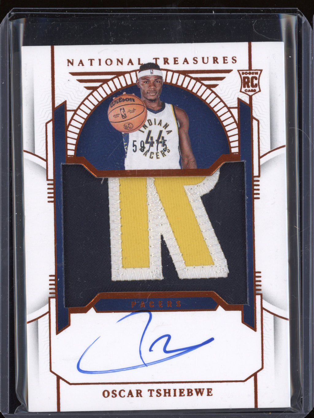 Oscar Tshiebwe 2023-24 Panini NT 146 Rookie Patch Auto Orange RC 59/75