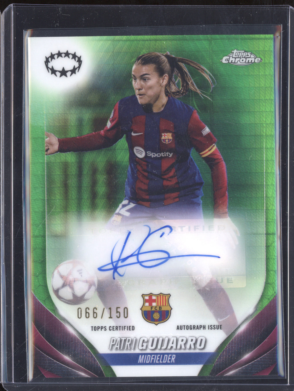 Patri Guijarro 2023-24 Topps Chrome A-PG Green Geometric Refractor Aut