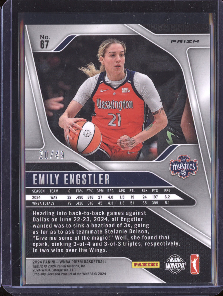 Emily Engstler 2024 Panini WNBA Prizm 67 Teal 20/49 - The Hobby
