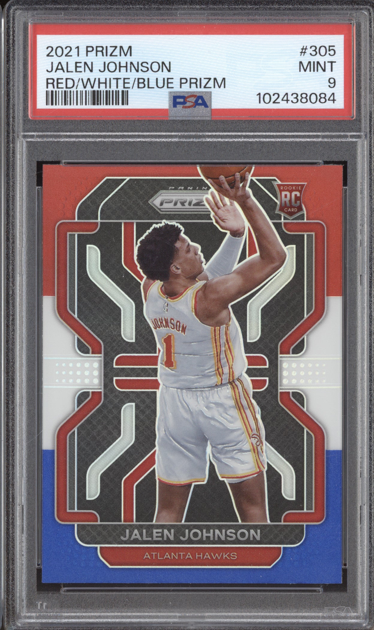 Jalen Johnson 2021-22 Panini Prizm 305 Red White Blue RC PSA 9