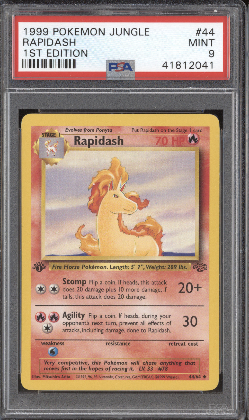Rapidash 1999 Pokemon Jungle 44/64 1st Edition PSA 9