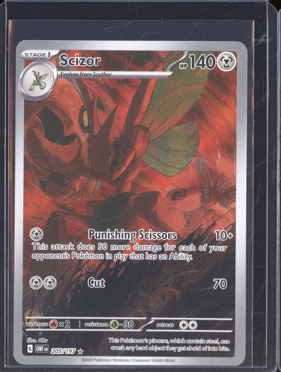 Scizor 2023 Pokemon Obsidian Flames OBF 205/197 Illustration Rare