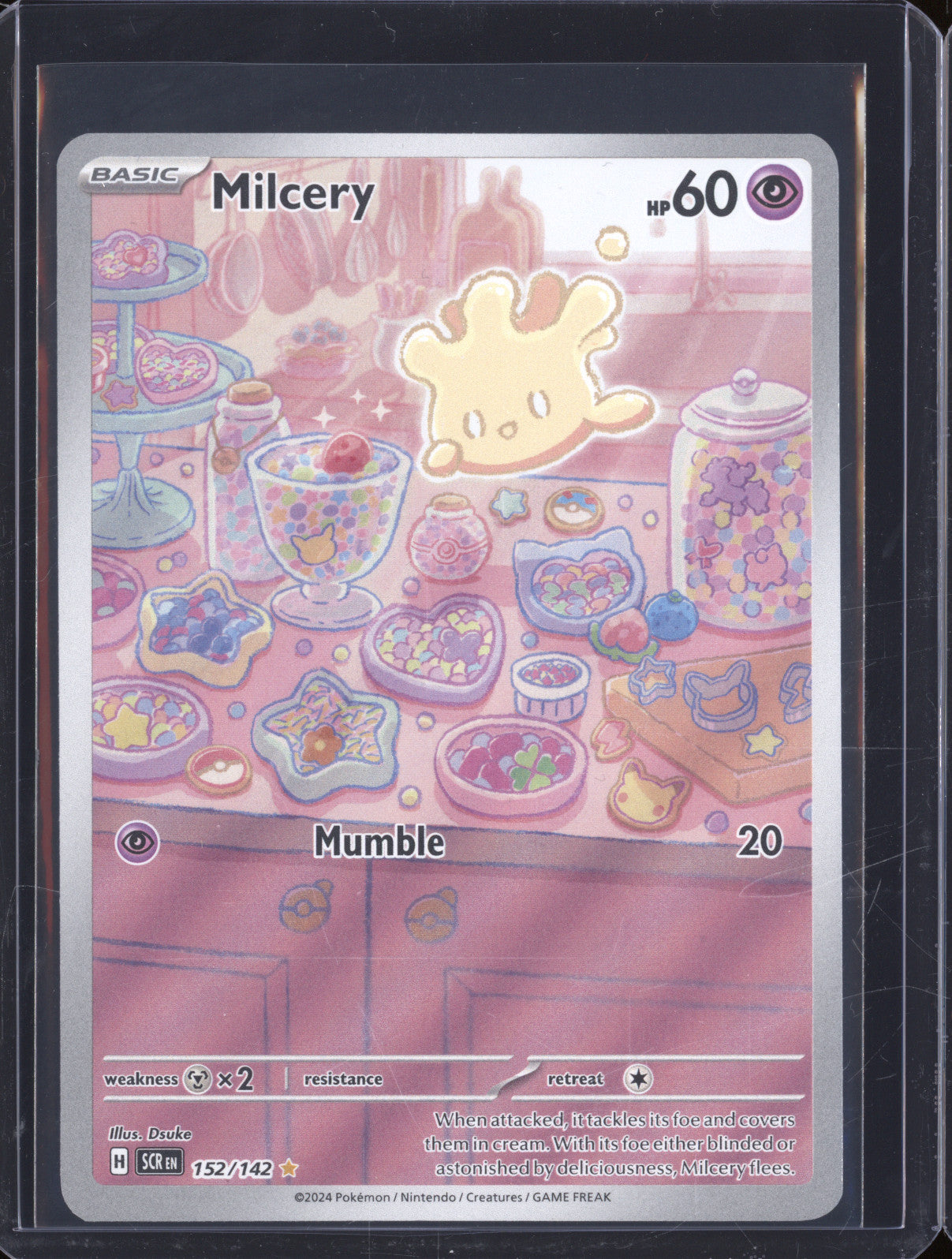 Milcery 2024 Pokemon Stellar Crown SCR 152/142 Illustration Rare