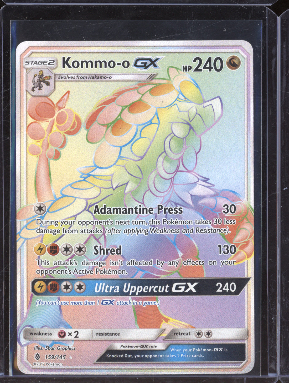 2017 Pokemon Guardians Rising 159/145 Kommo-o GX Rainbow Rare
