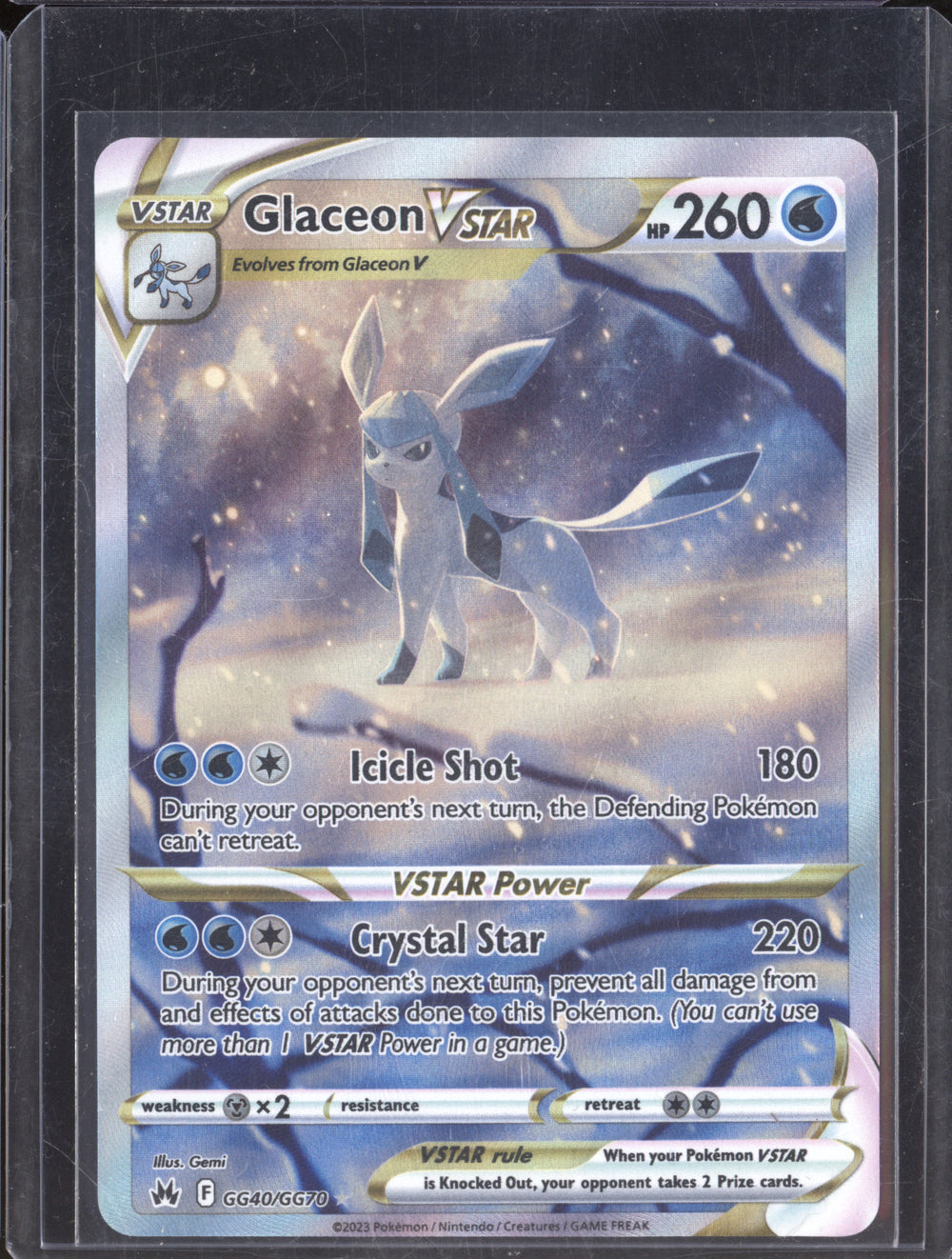 2023 Pokemon Crown Zenith GG40/GG70 Glaceon VSTAR Alternate Art