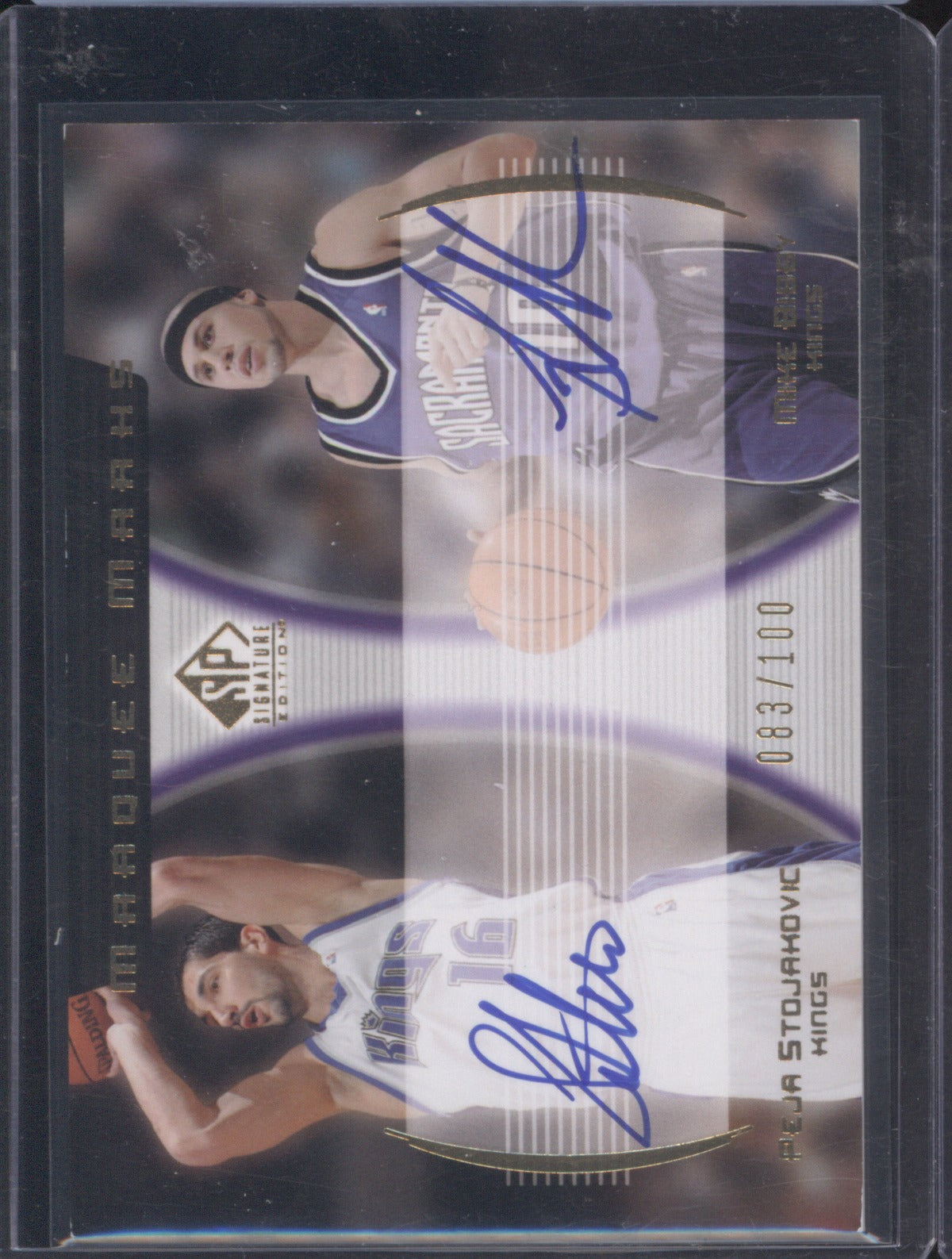 2004 Upper Deck SP Peja Stojakovic, Mike Bibby Dual Auto Marquee Marks