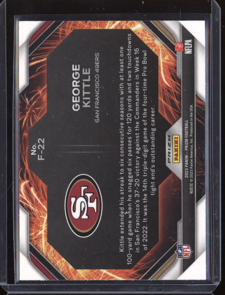 George Kittle 2023 Panini Prizm F-22 Fireworks Silver - The Hobby