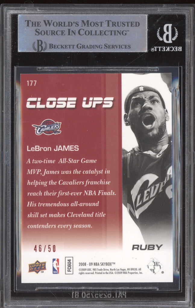 LeBron James 2008-09 Upper Deck Skybox 177 Close Ups Ruby 46/50 BGS 8 ...