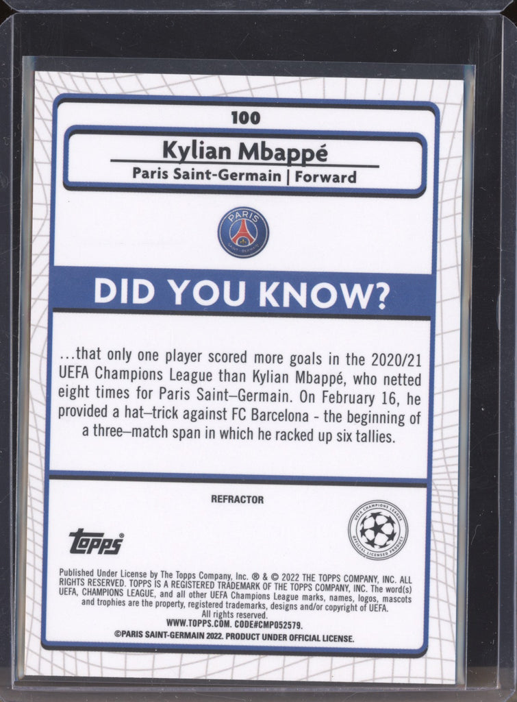 Kylian Mbappe 2021-22 Topps Merlin Chrome UEFA 100 Refractor - The Hobby