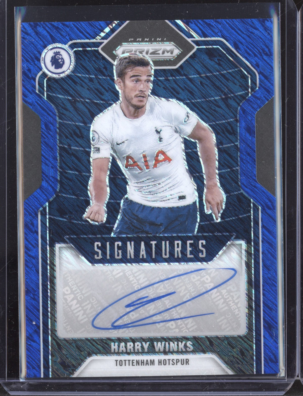Harry Winks 2021-22 Panini Prizm Premier League Blue Shimmer Signature