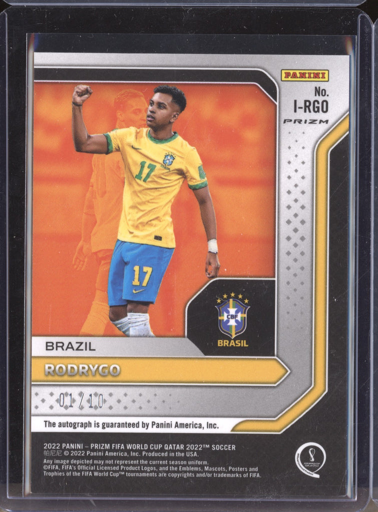 Rodrygo 2022 Panini Prizm World Cup I-RGO International Ink Gold Choic ...