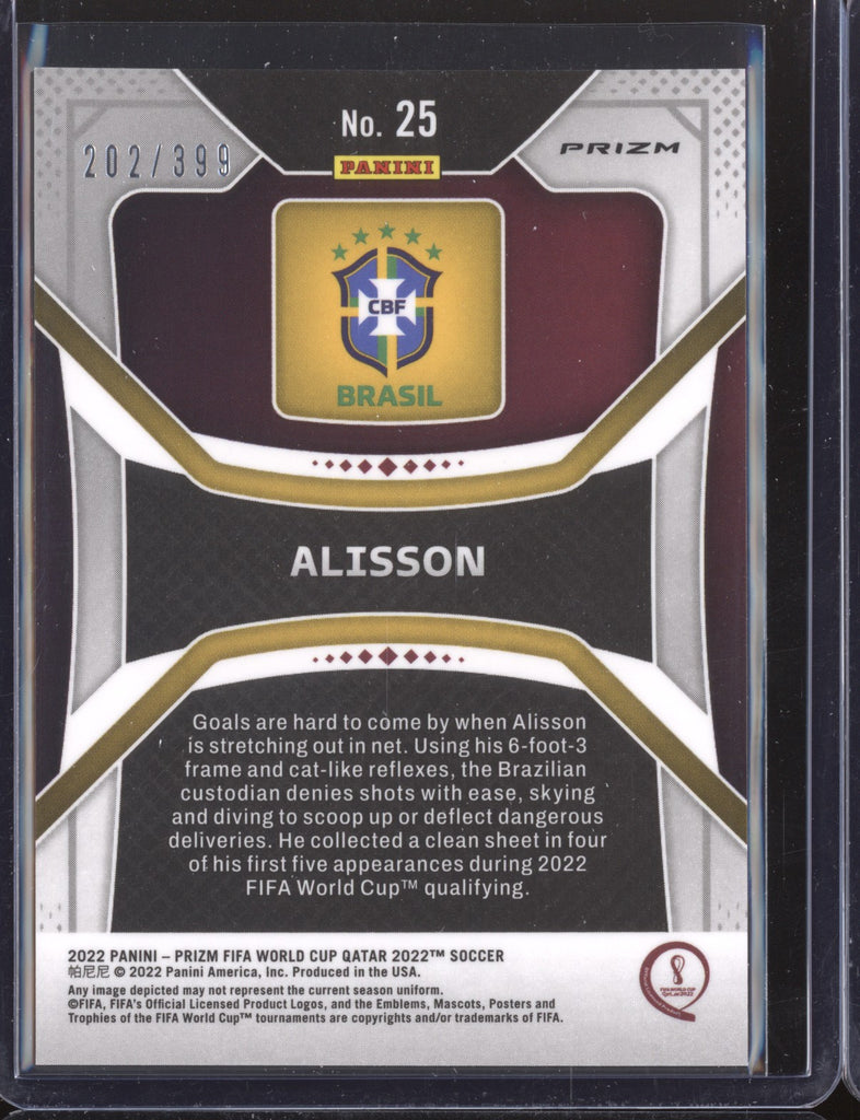 Alisson 2022 Panini Prizm World Cup 25 Red 202/399 - The Hobby
